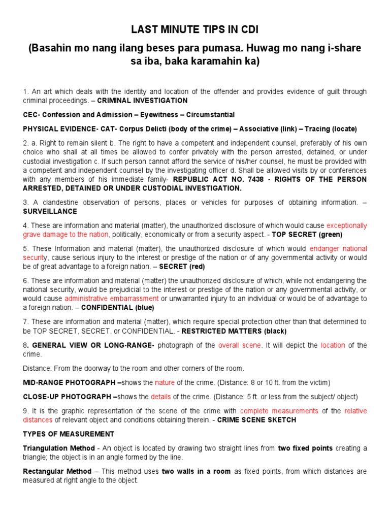 Last Minute Tips in Cdi | PDF | Traffic | Substance Dependence