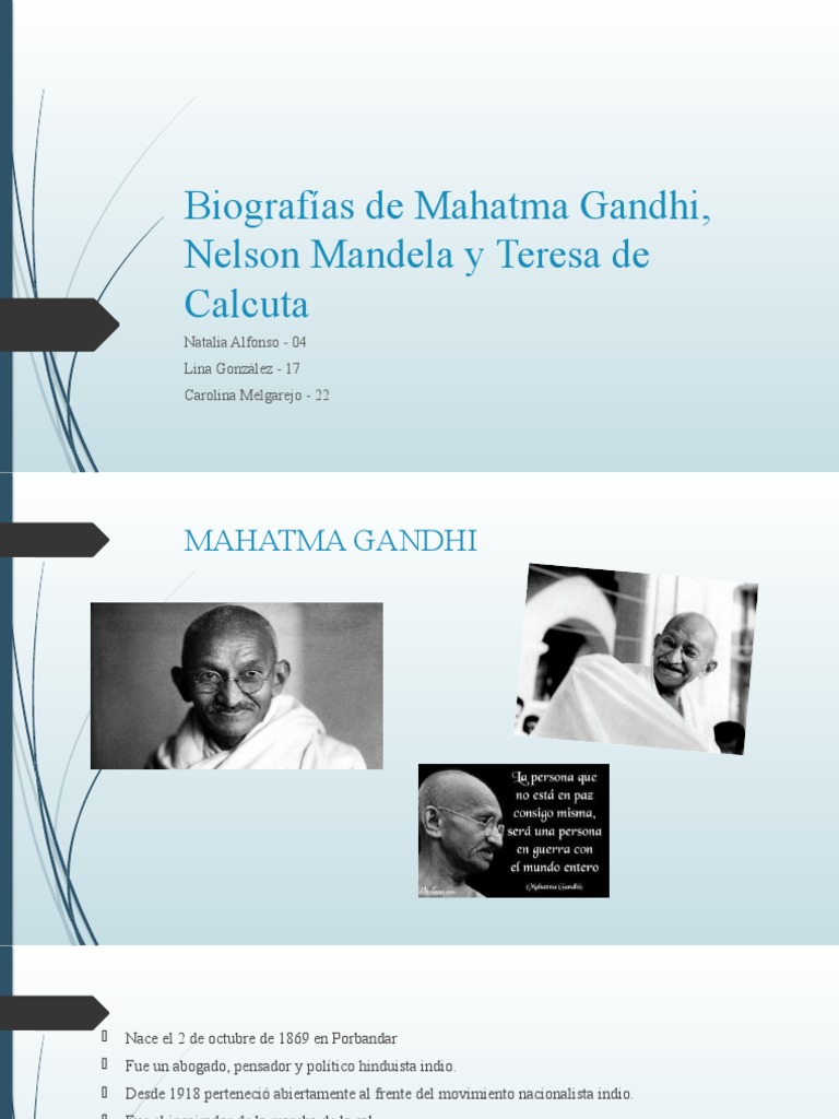 Biografias Gandhi Teresa Nelson Mandela | PDF