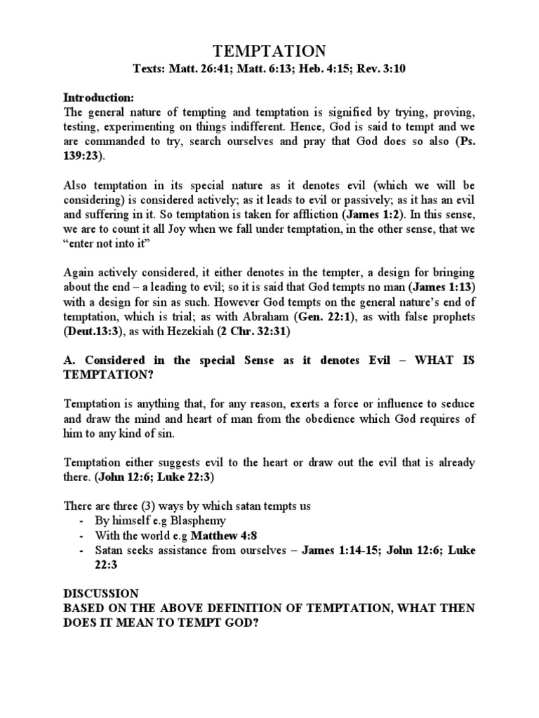 TEMPTATION | PDF | Religious Belief And Doctrine