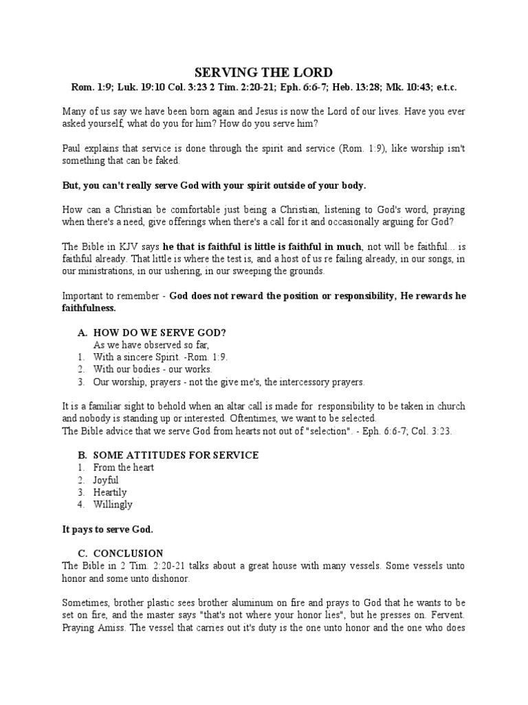 Serving The Lord | Download Free PDF | Prayer | God