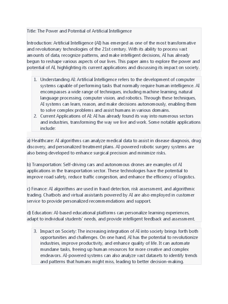 The Power of Artificial Intelligence | PDF | Artificial Intelligence ...