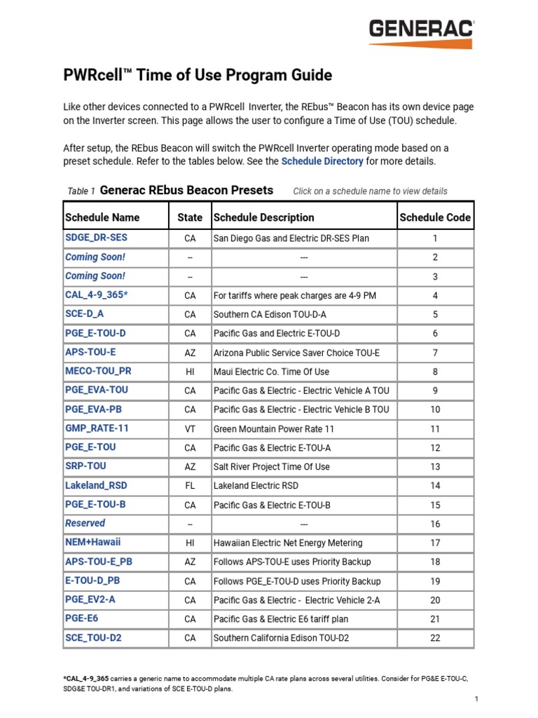 PWRcell TOU Guide | PDF | California | Electric Power