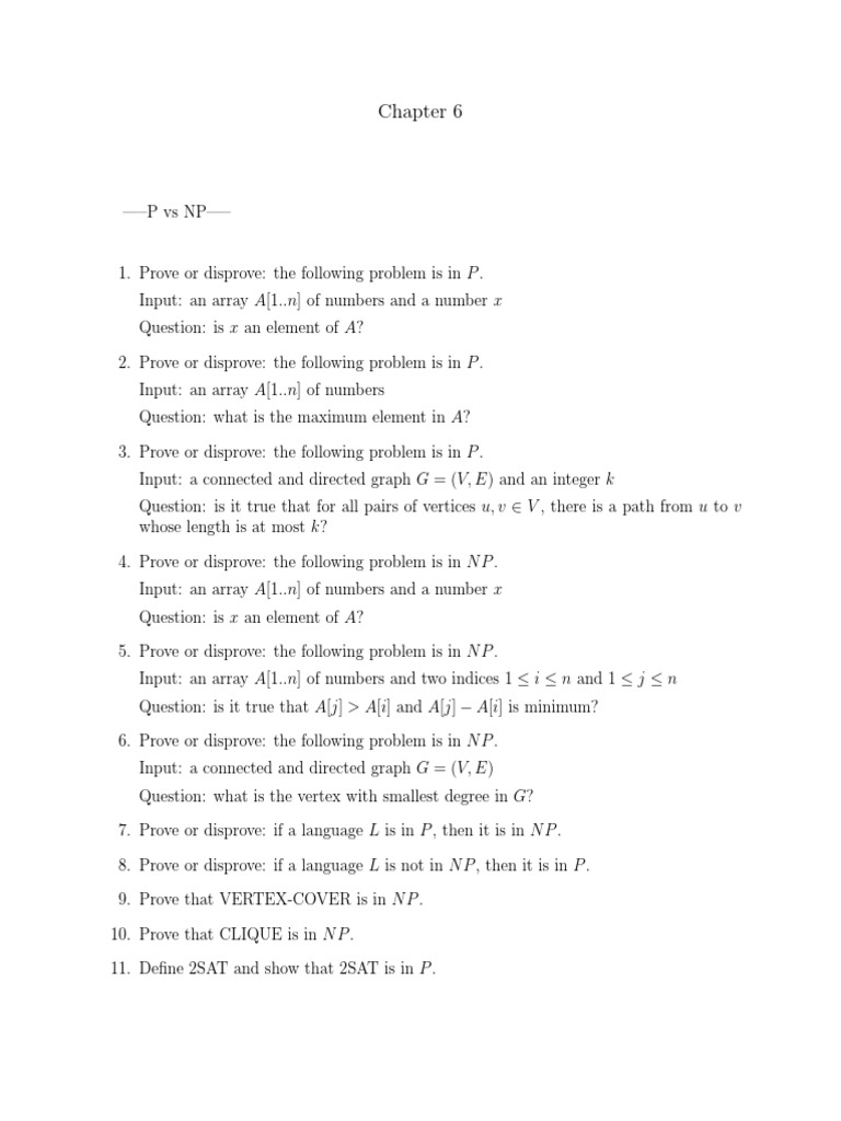 Exercices - Chapter6 | PDF | Theoretical Computer Science | Computational Complexity Theory
