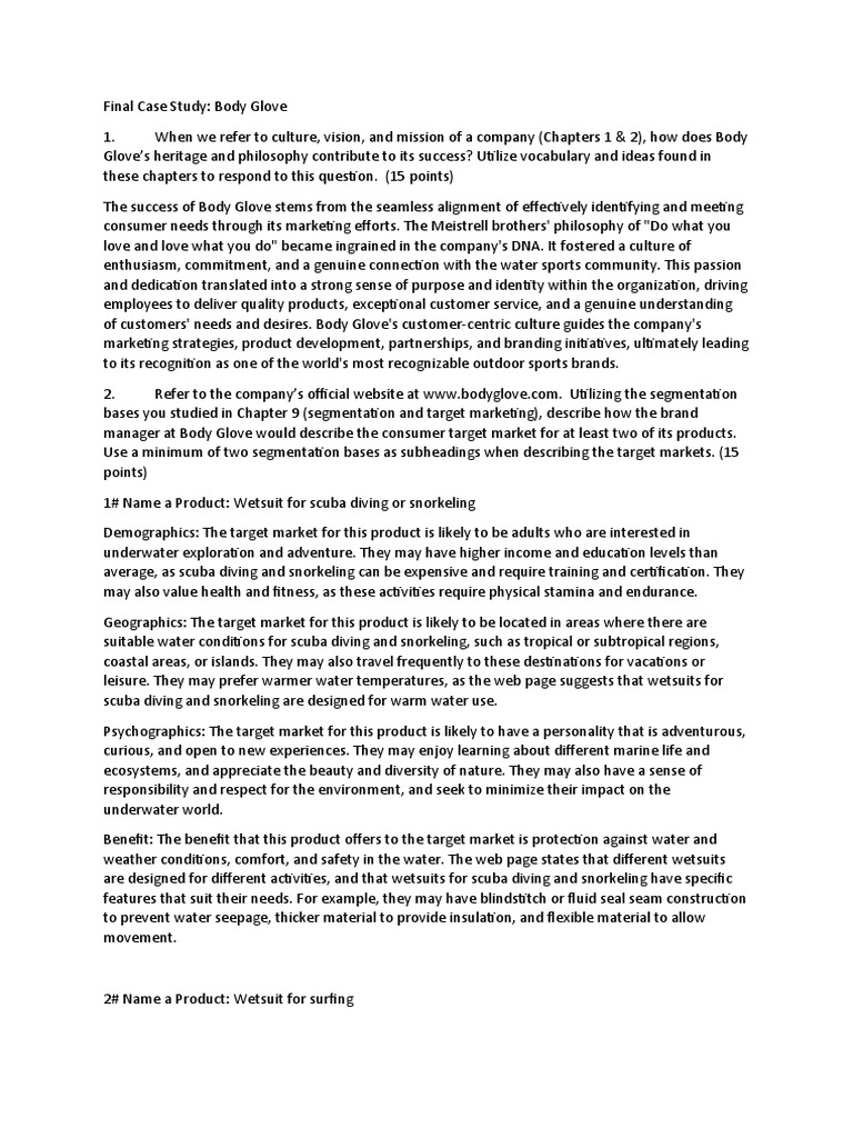 Final Case Study - Body Glove | PDF | Brand | Snorkeling