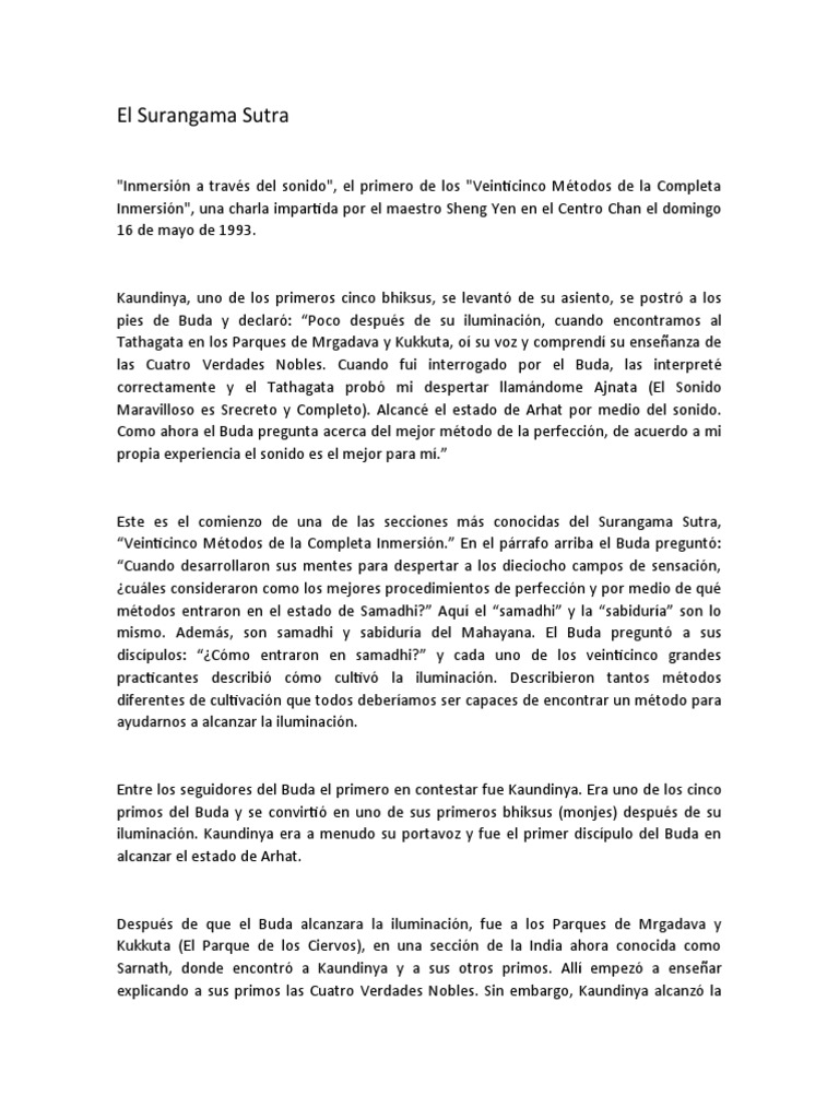 Surangama Sutra: Inmersión por Sonido | PDF | Cuatro nobles verdades ...