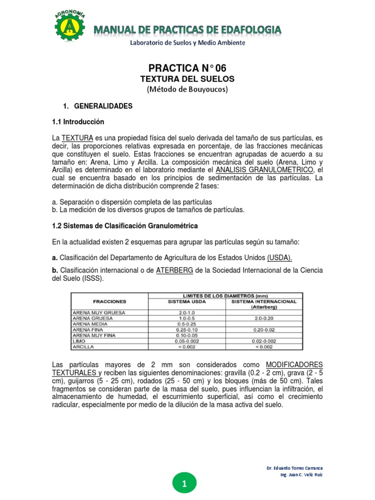 Practica N6 - Textura-Met Bouyucos | PDF | Suelo | Agua