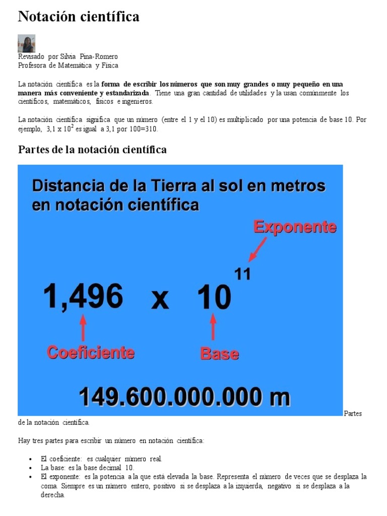 Partes y ejemplos de notación científica | PDF | Números | Exponenciación