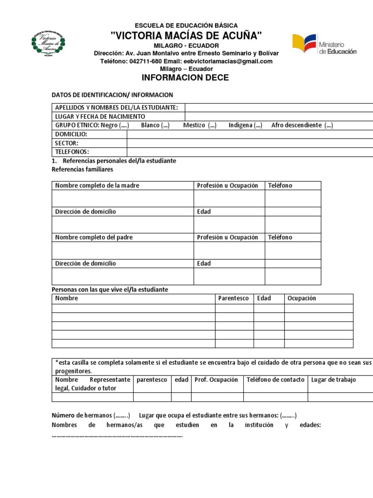 Ficha Del Dece PDF | PDF | Medicina | Medicina CLINICA