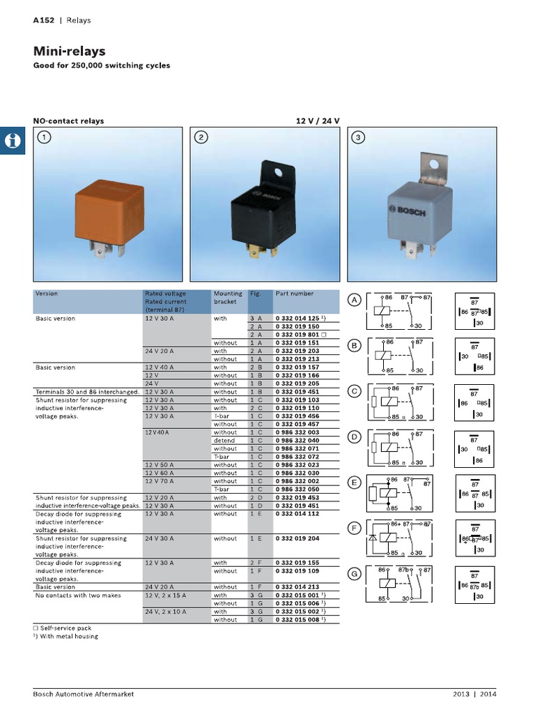 Bosch Relay Datasheet | PDF