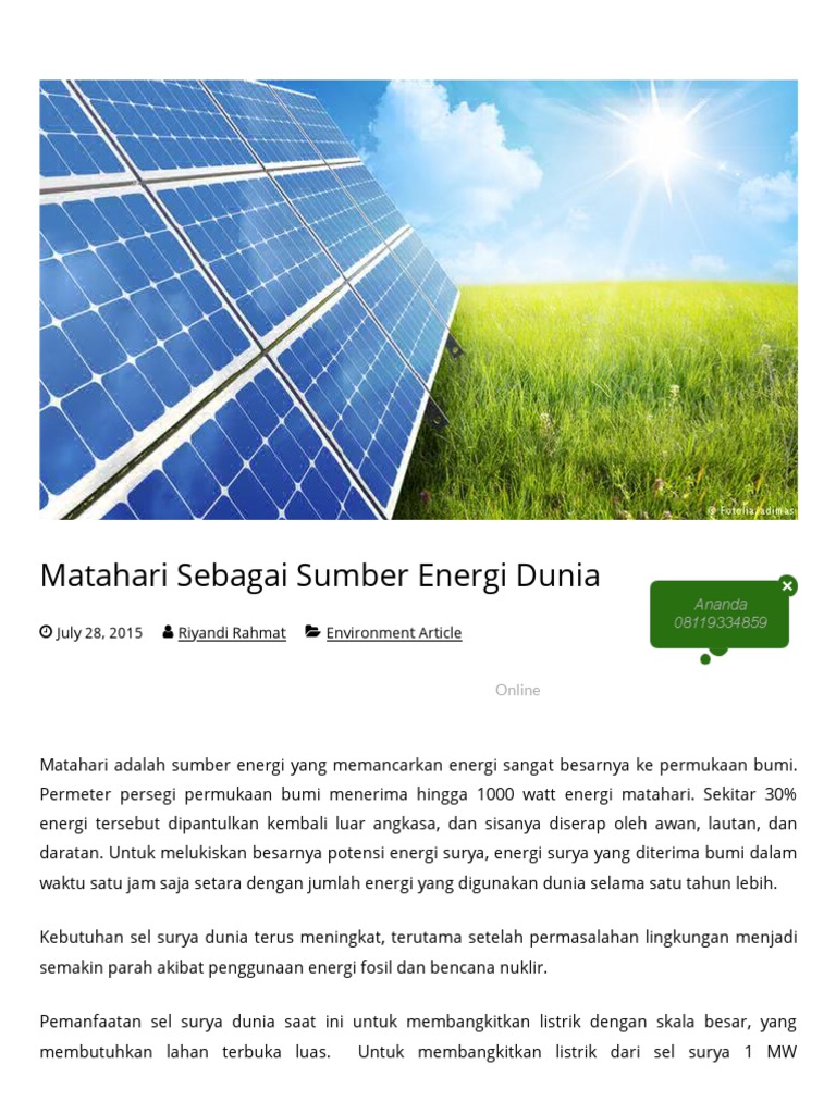 Matahari: Sumber Energi Utama Bumi | PDF | Teknologi & Rekayasa