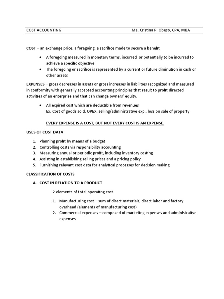 Military Cost Accounting Concepts | PDF | Cost | Cost Accounting
