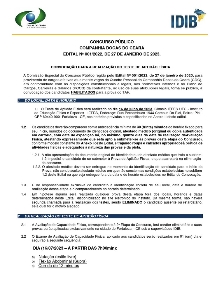 Convocação 1 Idib Docas Ce 2023 | PDF