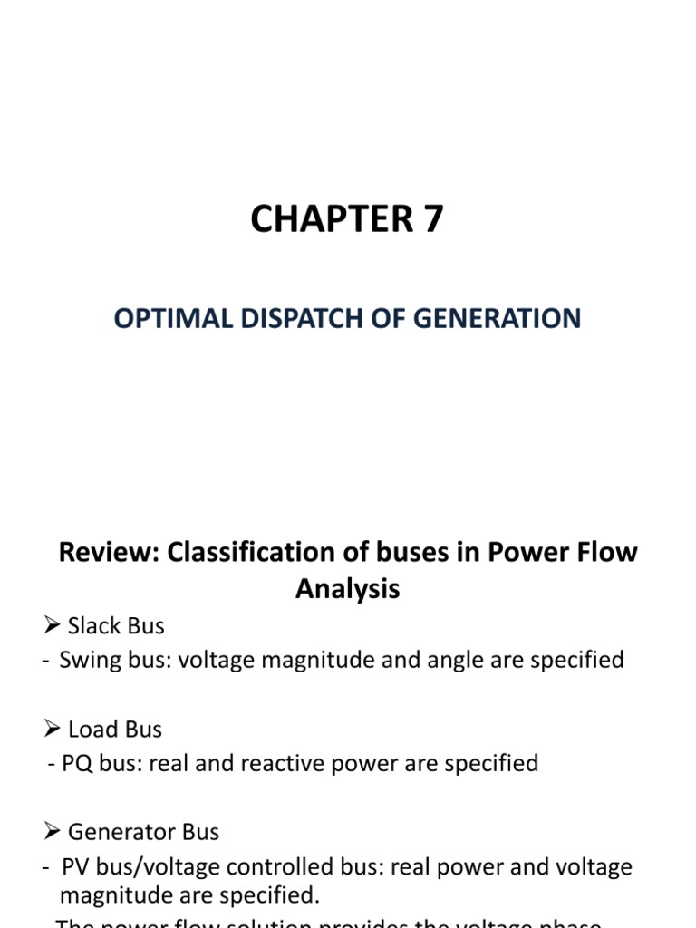 CHAPTER 7 - Optimal Dispatch of Generation 110511 | PDF | Mathematical ...