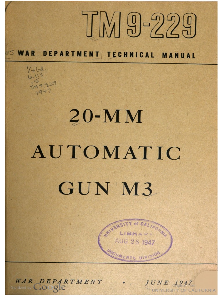 TM 9-299 - 20-mm Automatic Gun M3 | PDF