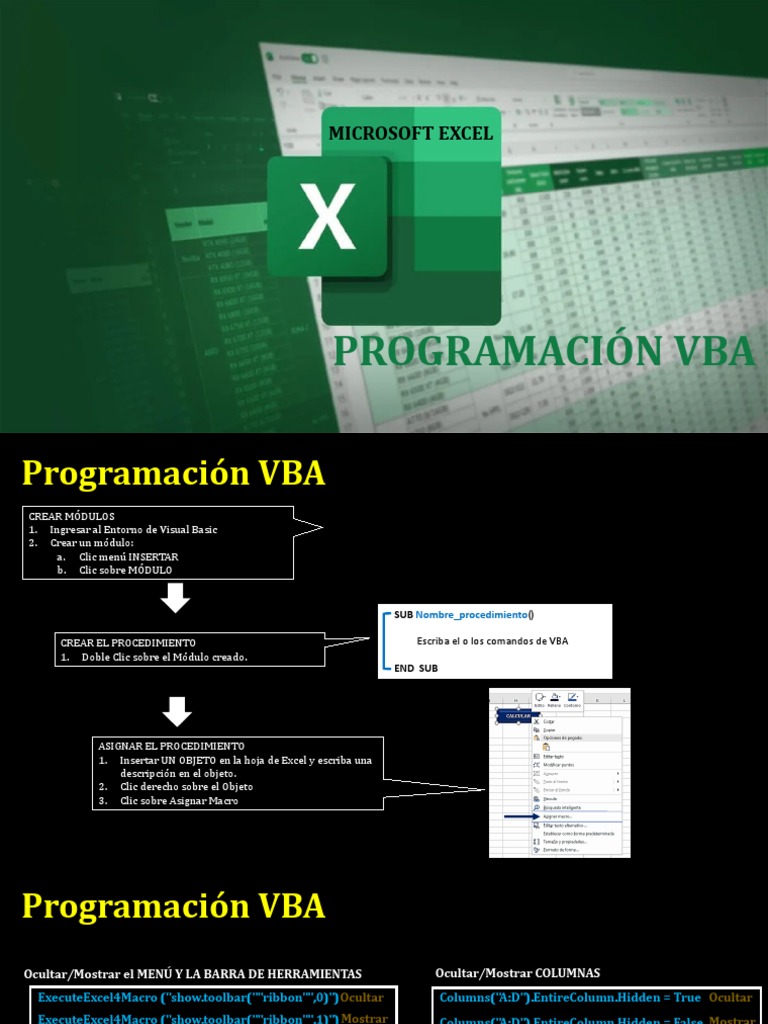 Programacion VBA1 | PDF | Visual Basic para Aplicaciones | Microsoft Excel
