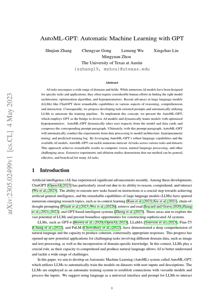 AutoML-GPT - Automatic Machine Learning With GPT | PDF | Artificial Intelligence | Intelligence ...