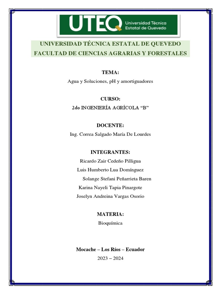 Bioquimica ARTICULO | PDF | Ph | Solución tampón