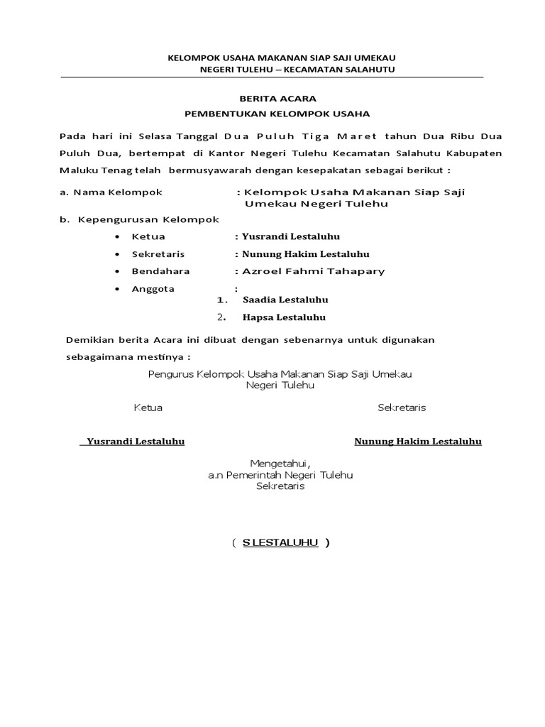 TTD Penjabat Proposal | PDF