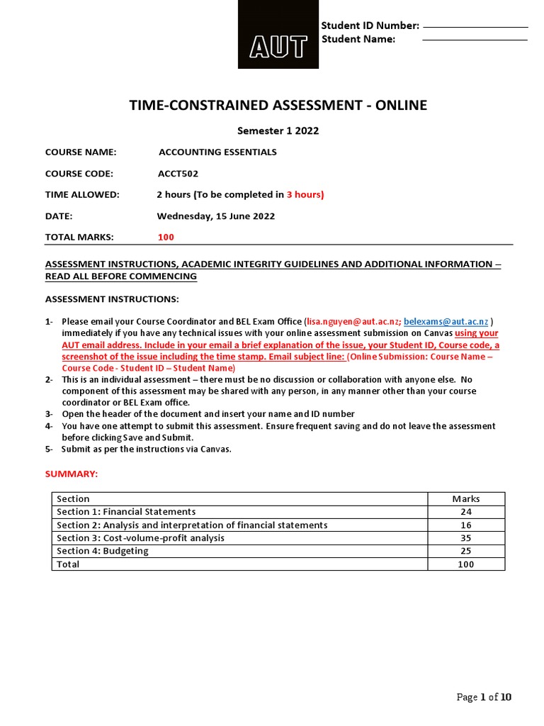 ACC Final Exam S1 2022 Marking Criteria | PDF | Return On Equity | Accounting