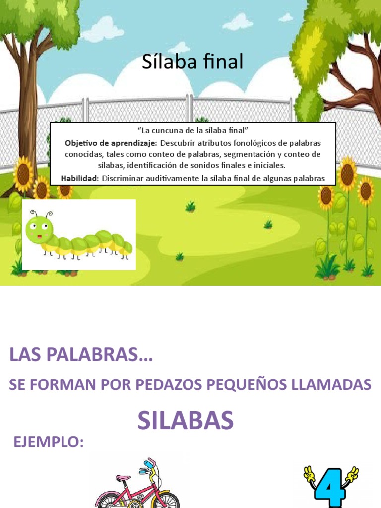 Actividades sobre la sílaba final | PDF | Artes del Lenguaje y Comunicación