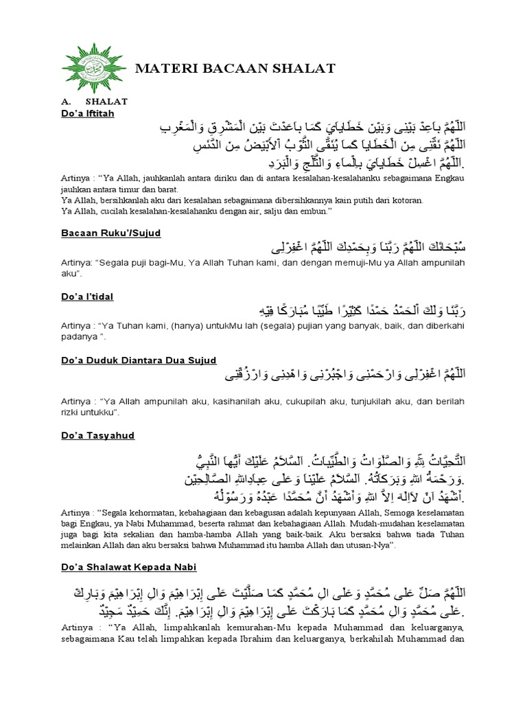 Materi Bacaan Shalat Sesuai HPT Muhammadiyah | PDF
