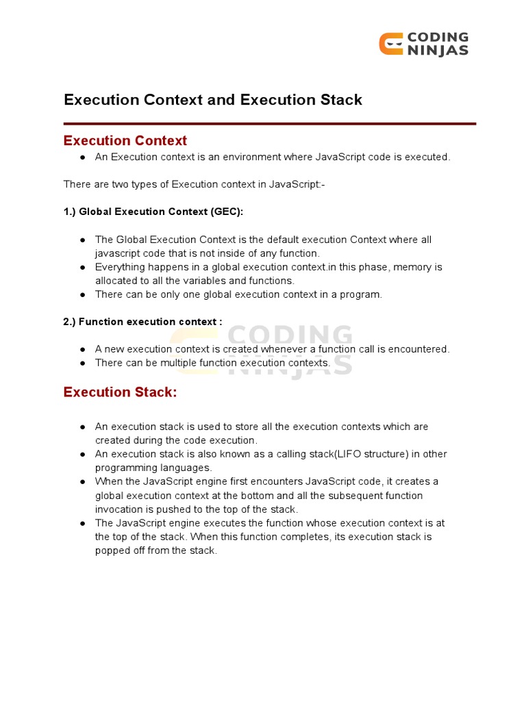 Additional Notes - Execution Context and Execution Stack-2686 | PDF