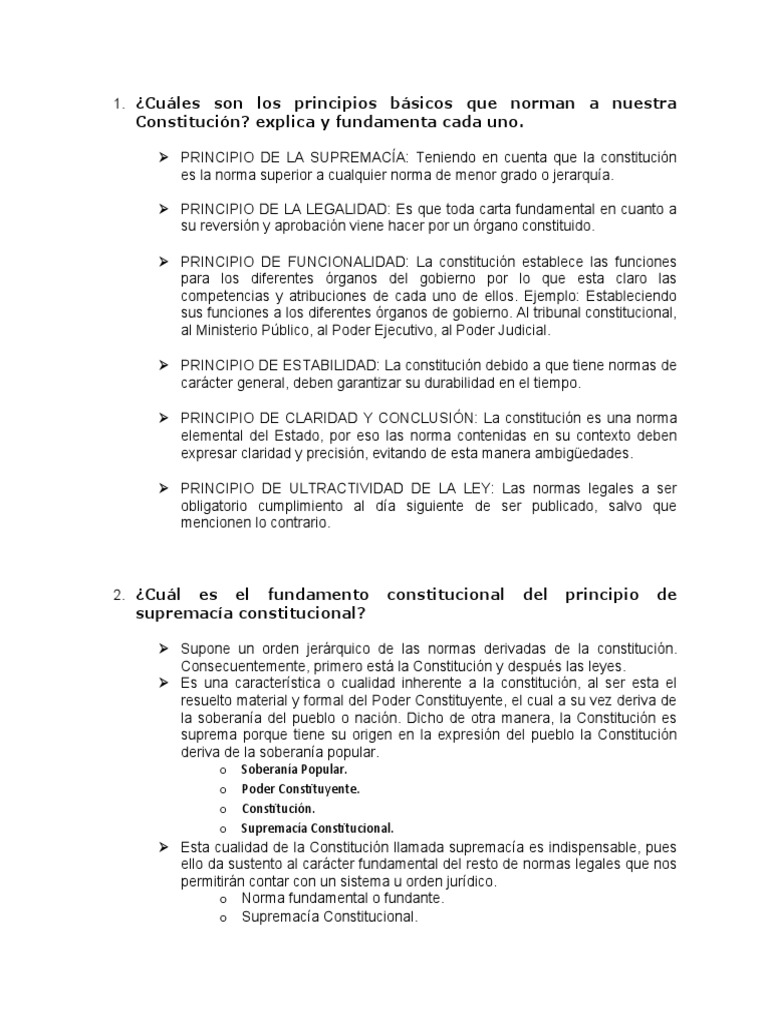 Principios de la Constitución y su Fundamento | PDF | Constitución ...