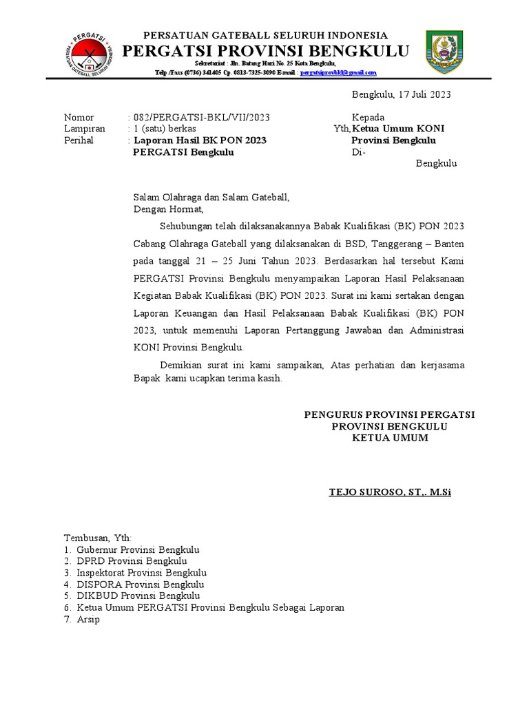 Surat Pengantar Laporan | PDF