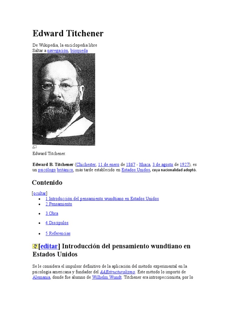 Edward Titchener | PDF | Psicología cognitiva | Sicología