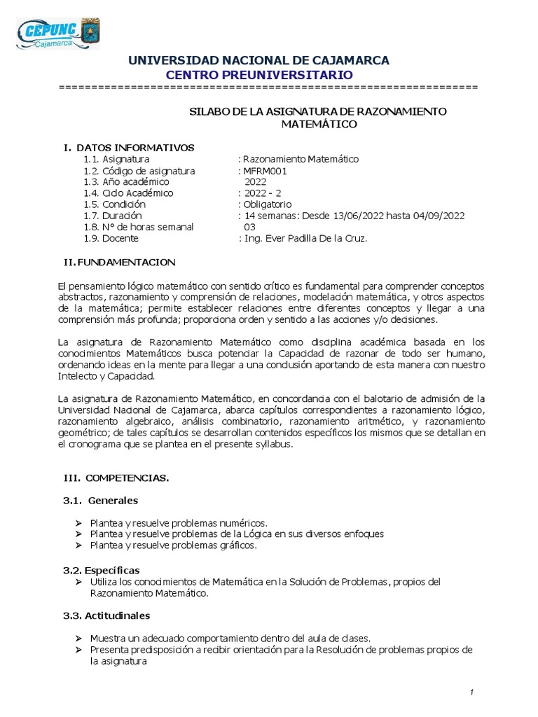 Raz. Matematico CR 2022-2 | PDF | Evaluación | Matemáticas