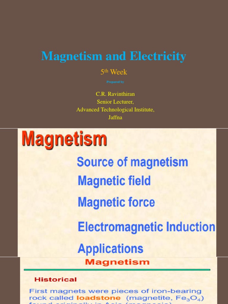 Magnetism and Electricity - 5th Week | PDF | Magnetic Field | Magnetism