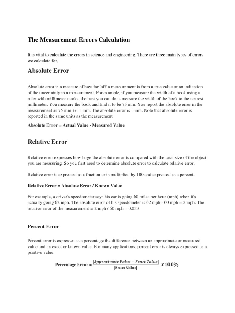 Error Calculations in Measurements | PDF