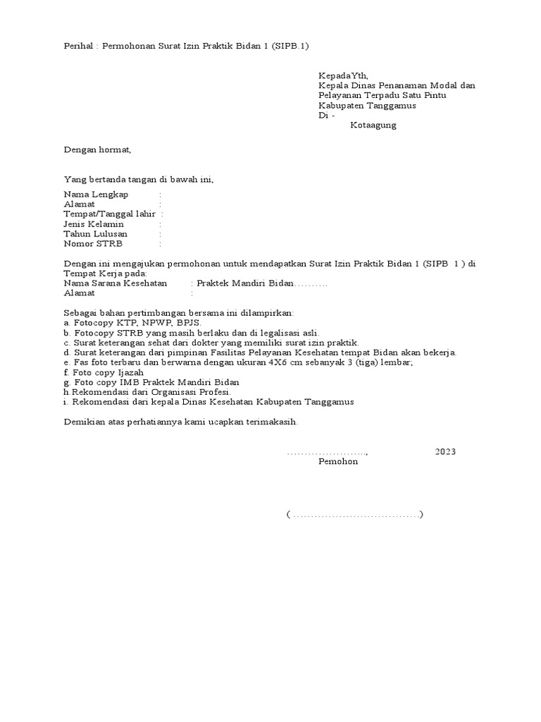 PERMOHONAN SIPB 1 Di PMB | PDF