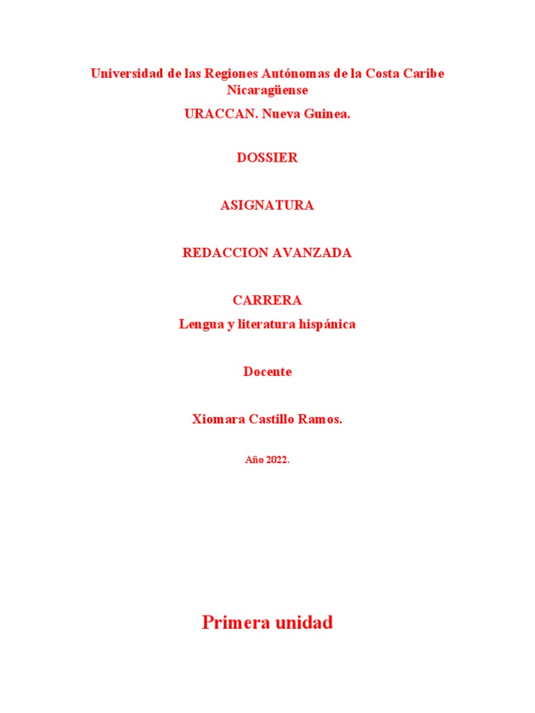 Redaccion Avanzada 1 Unidad | PDF | Palabra | Gramática