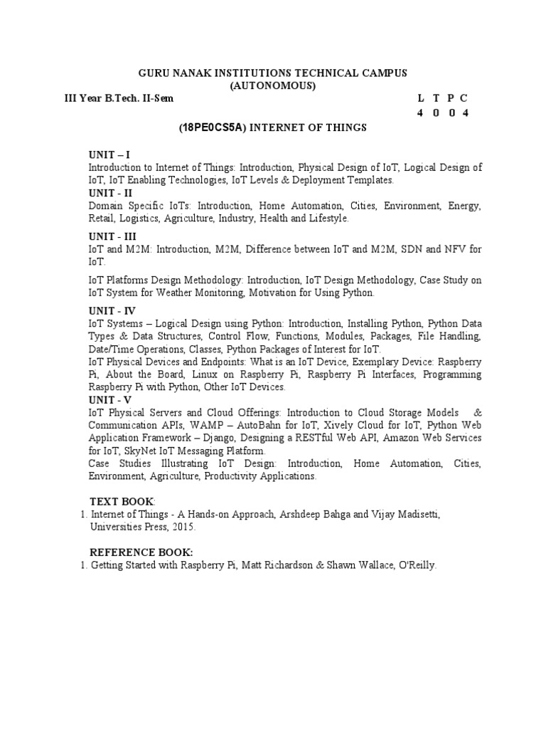 IOT Syllabus | PDF