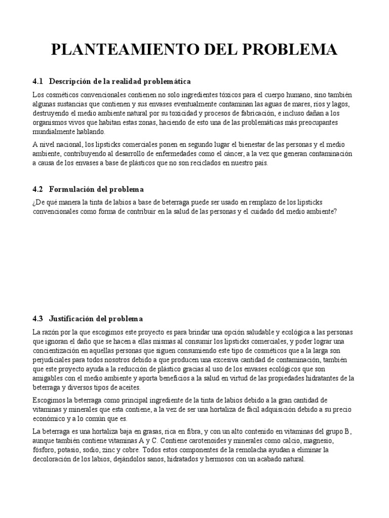 Planteamiento Del Problema | PDF