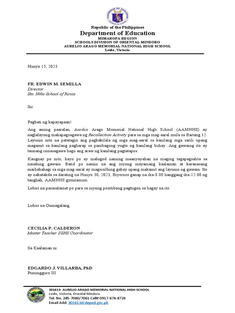 Letter Resource Speaker Recollection | PDF