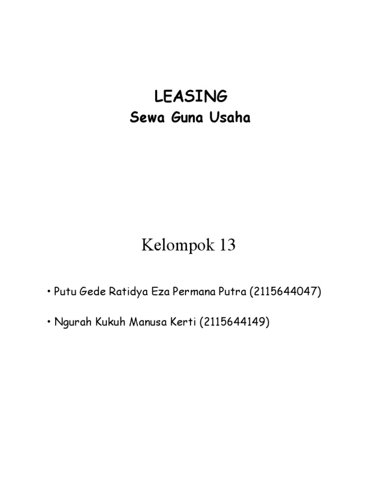 Jenis dan Manfaat Leasing Sewa Guna Usaha | PDF | Bisnis