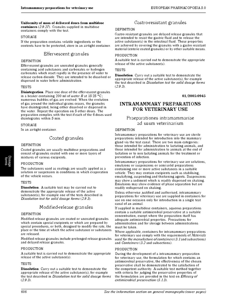 Veterinary Intramammary Guidelines | PDF