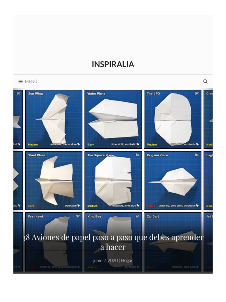 38 Aviones de Papel Paso A Paso (Con Tutoriales en Video) | PDF | Avión ...