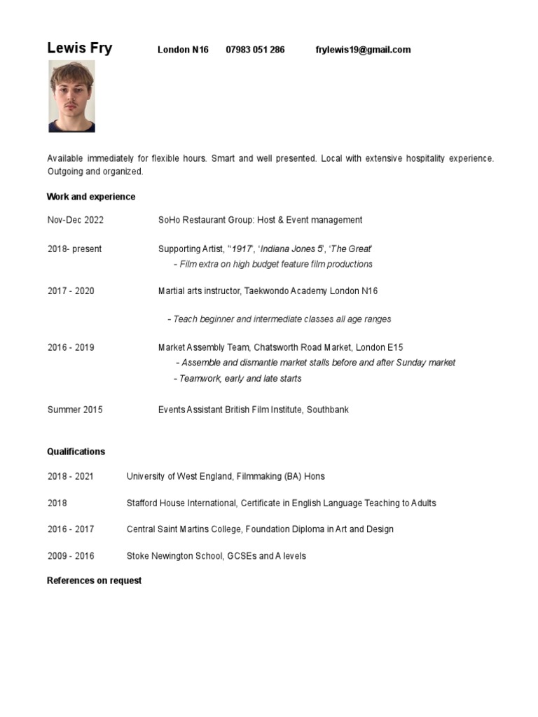 Lewis Fry CV 2023 | PDF | Art