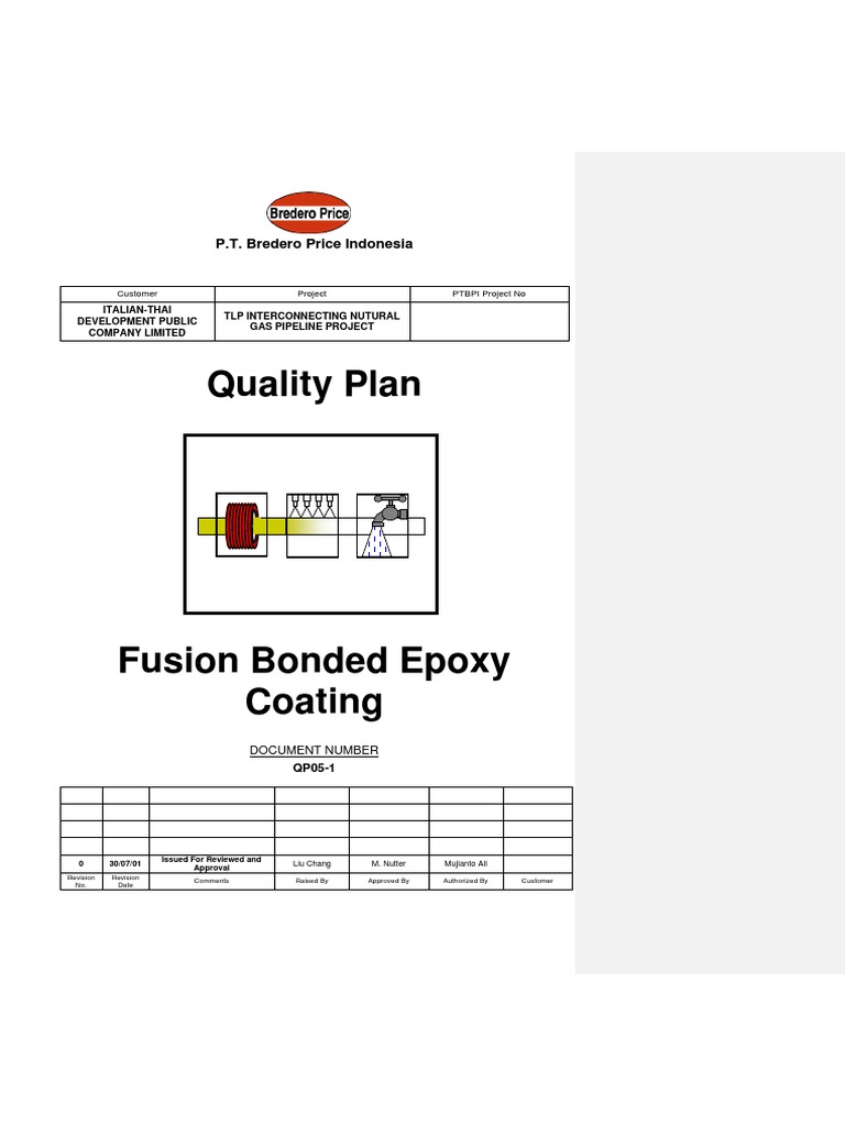 FBE Coating Quality Plan for Pipelines | PDF | Pipe (Fluid Conveyance ...
