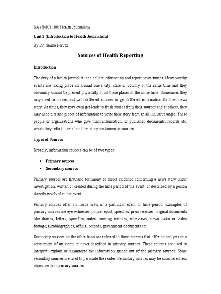 2.3 Sources of Health Reporting | PDF | World Health Organization | Unicef