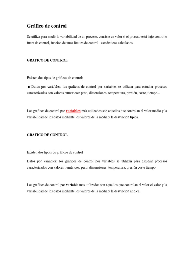Tipos de Gráficos de Control en Procesos | PDF | Estadísticas