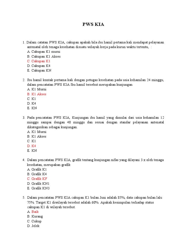 Soal PWS KIA | PDF