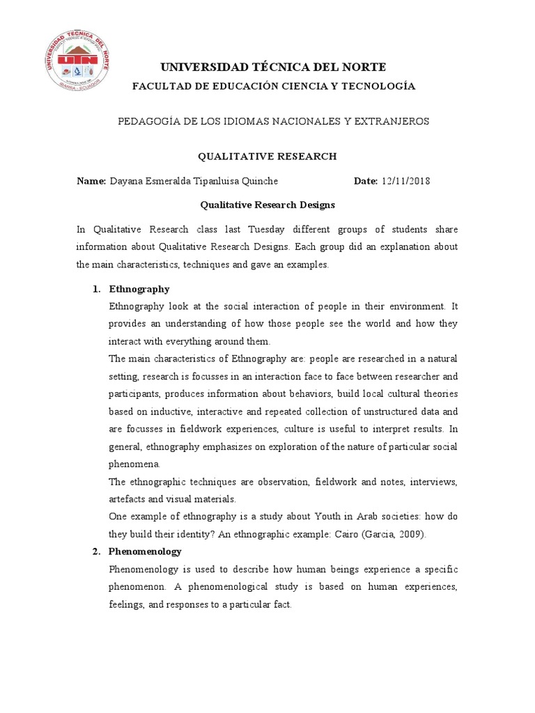 Qualitative Research Designs | PDF | Ethnography | Qualitative Research