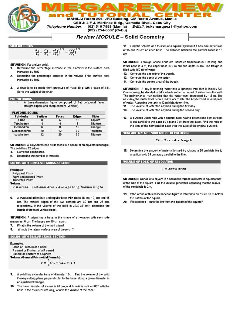 Review Module 05 - Plane and Solid Geometry Part 2 | Download Free PDF ...