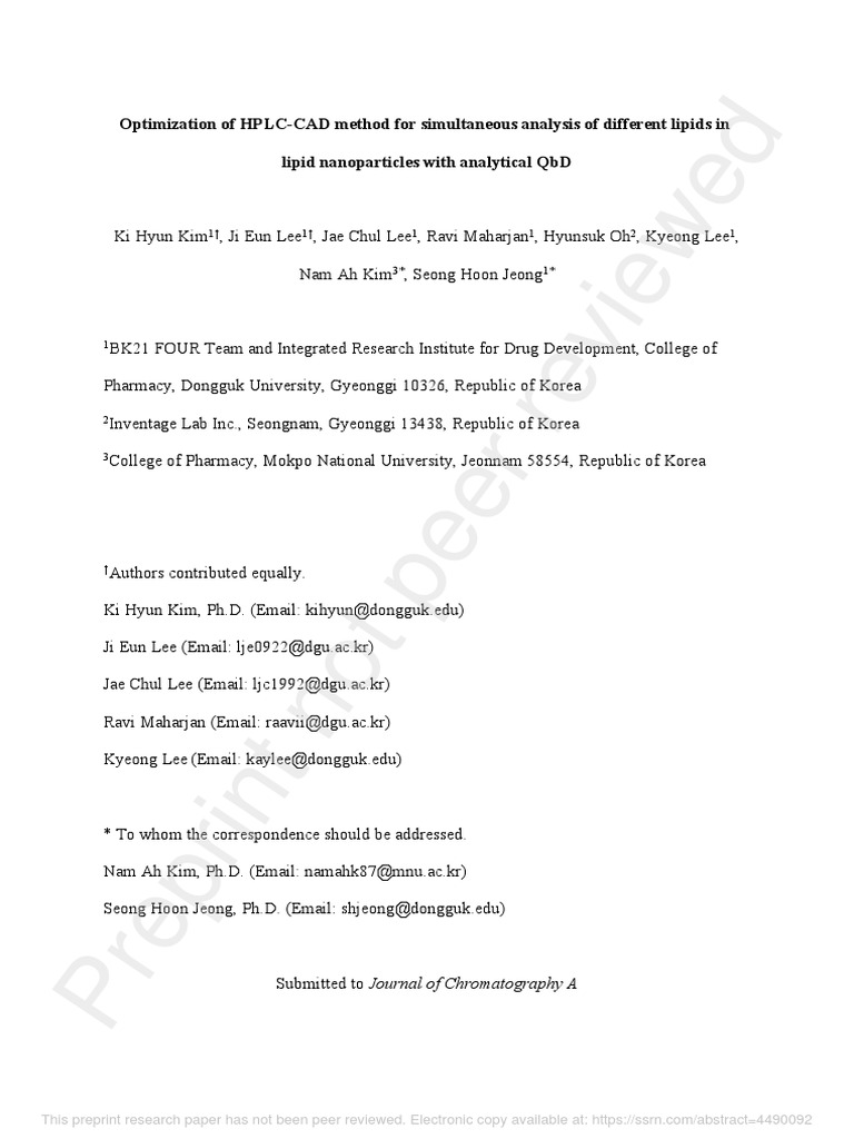 SSRN-id4490092 Optimization HPLC-CAD Method For Simultaneaus Analysis QBD | PDF | Detection ...