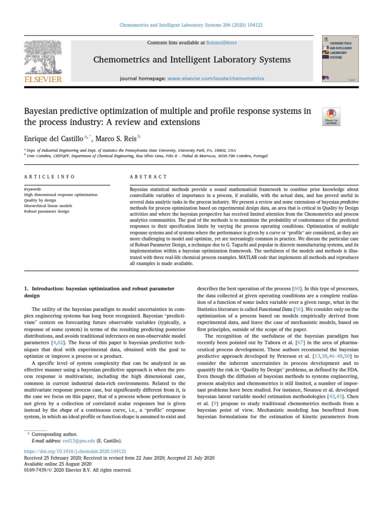 Castillo2020 Bayesian Predictive Optimization of Multiple and Profile Responses Systems in ...
