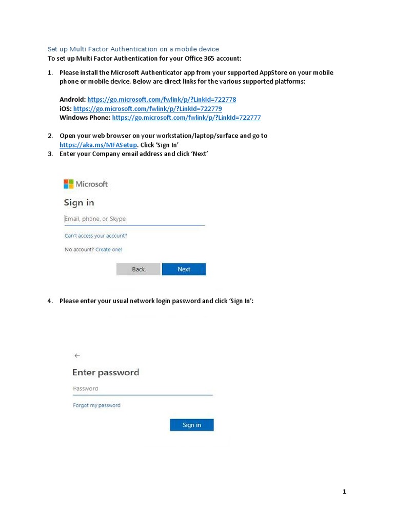 Office 365 Multi Factor Authentication Setup Guide | PDF | Mobile App ...